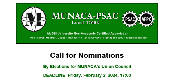 MUNACA – McGill University Non-Academic Certified Association